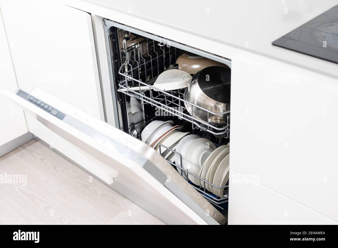 Modern dishwasher open, technology, kitchen Stock Photo - Alamy