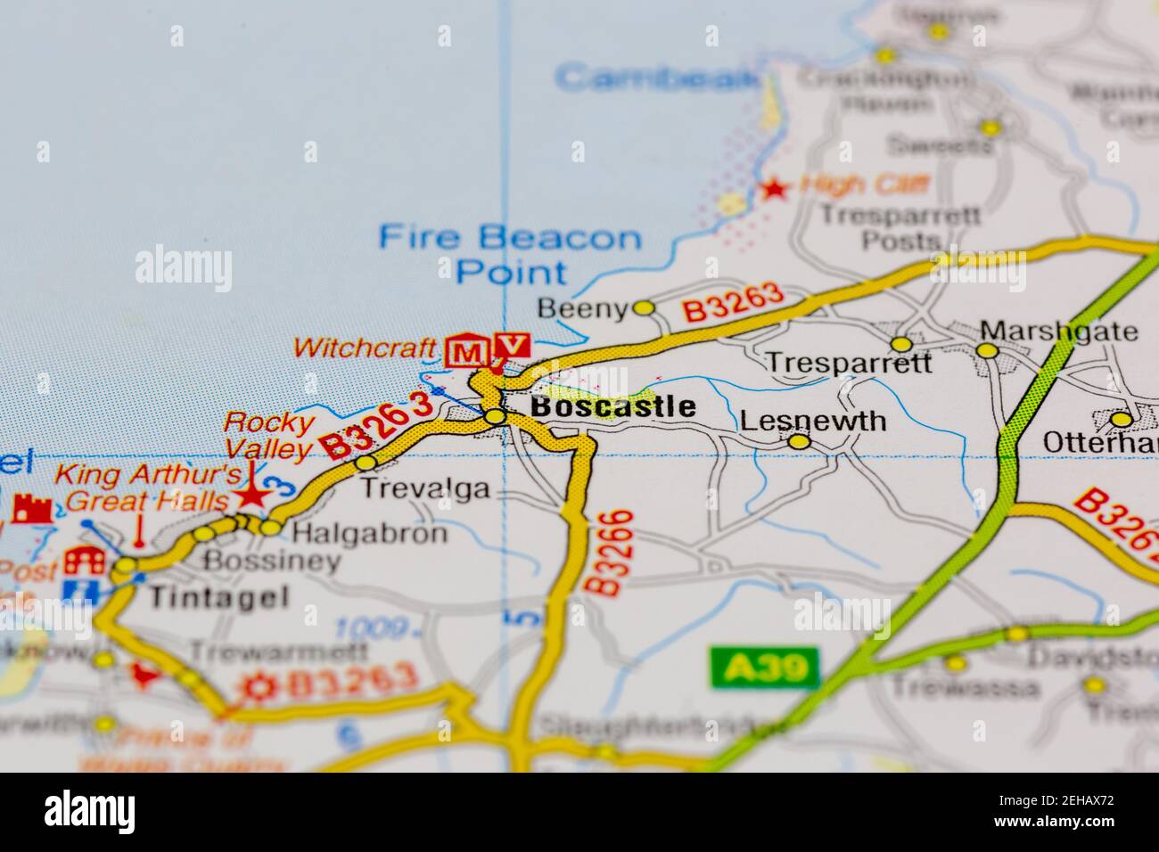 Boscastle on a map hi-res stock photography and images - Alamy