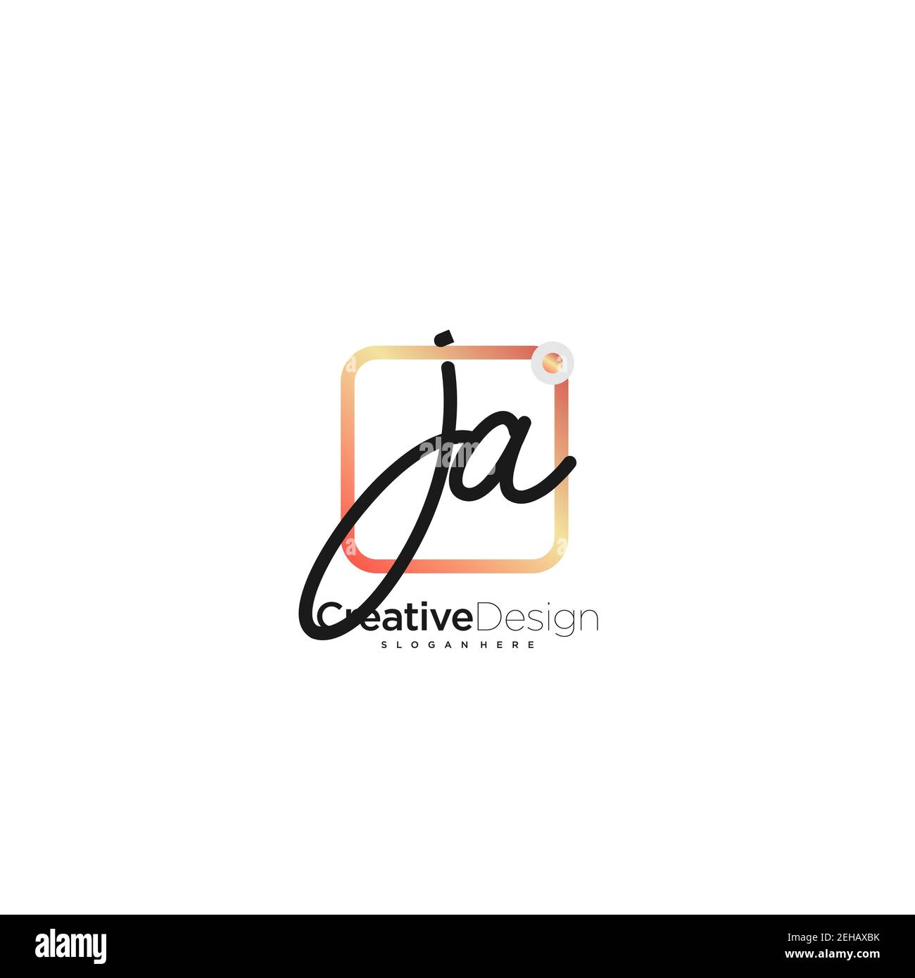 JA Initial Letter handwriting logo hand drawn colorful box vector, logo ...