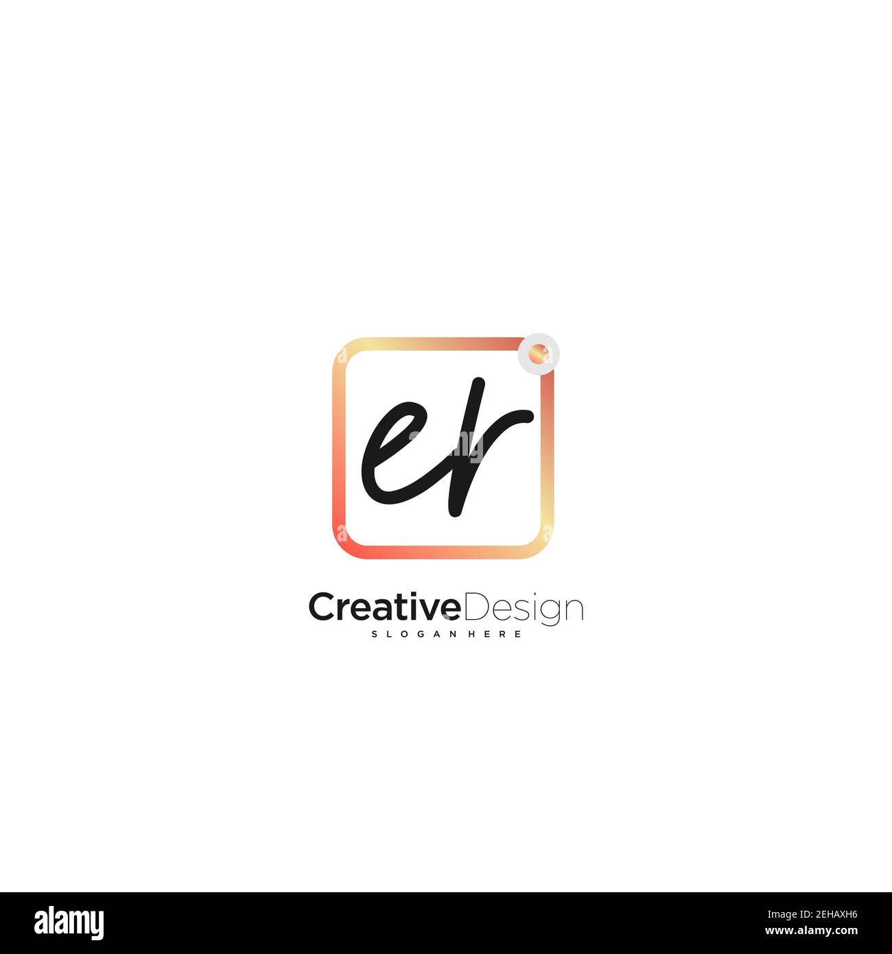 ER Initial Letter handwriting logo hand drawn colorful box vector, logo for beauty, cosmetics ...