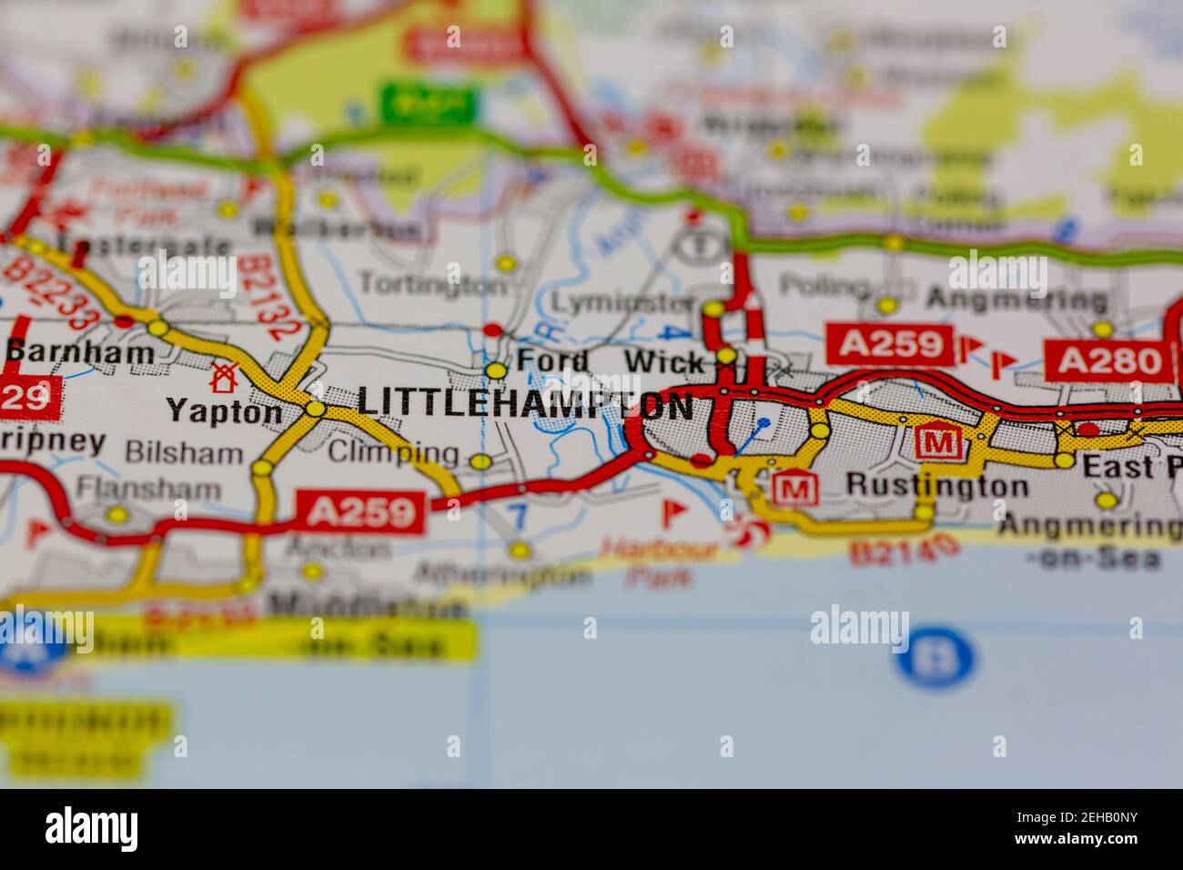 Littlehampton and surrounding areas shown on a road map or Geography ...
