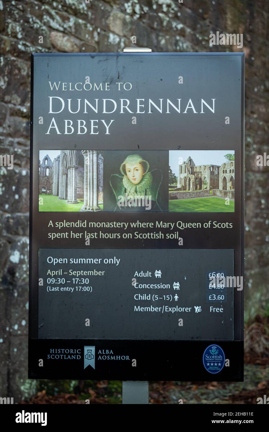 Dundrennan, Scotland - 28th December 2020: Welcome to Dundrennan Abbey ...
