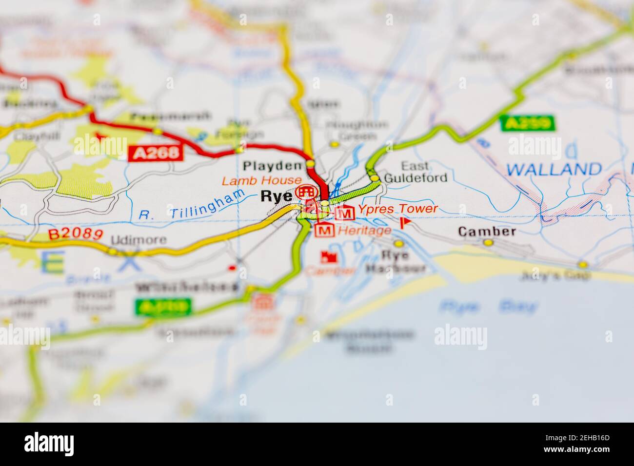 Rye and surrounding areas shown on a road map or Geography map Stock ...