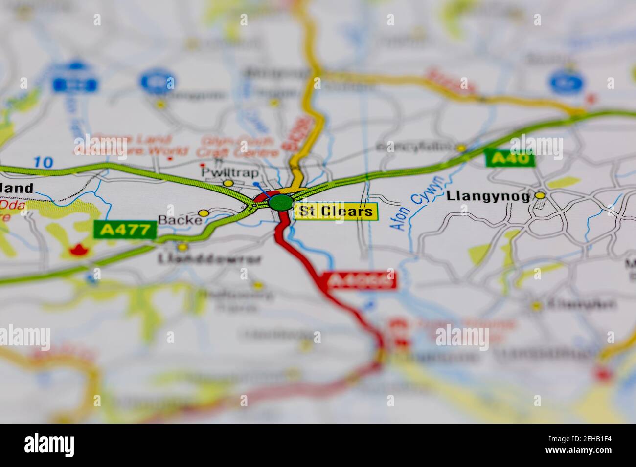 St Clears and surrounding areas shown on a road map or Geography map ...