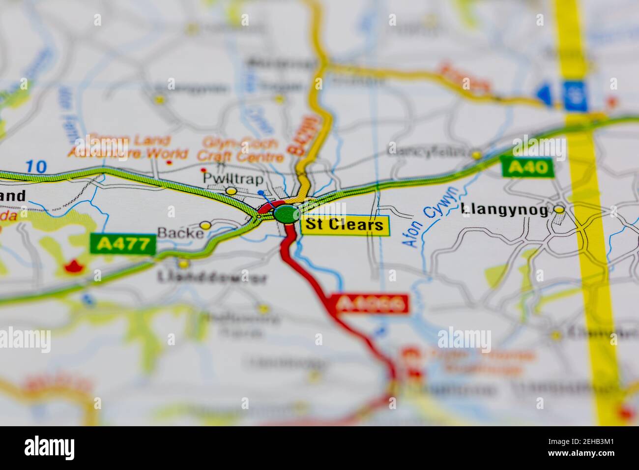 St clears and surrounding areas shown on a road map or Geography map ...