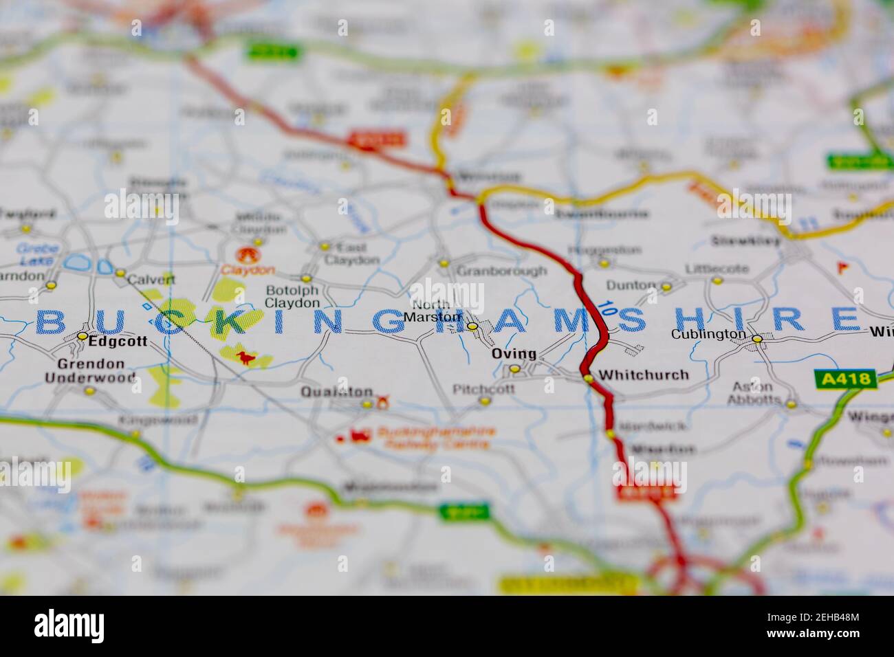 Buckinghamshire and surrounding areas shown on a road map or Geography ...
