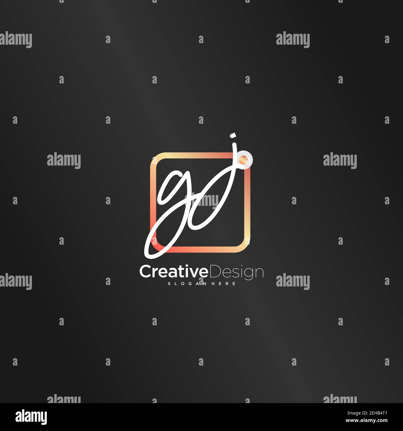 GJ Initial Letter handwriting logo hand drawn colorful box vector, logo ...