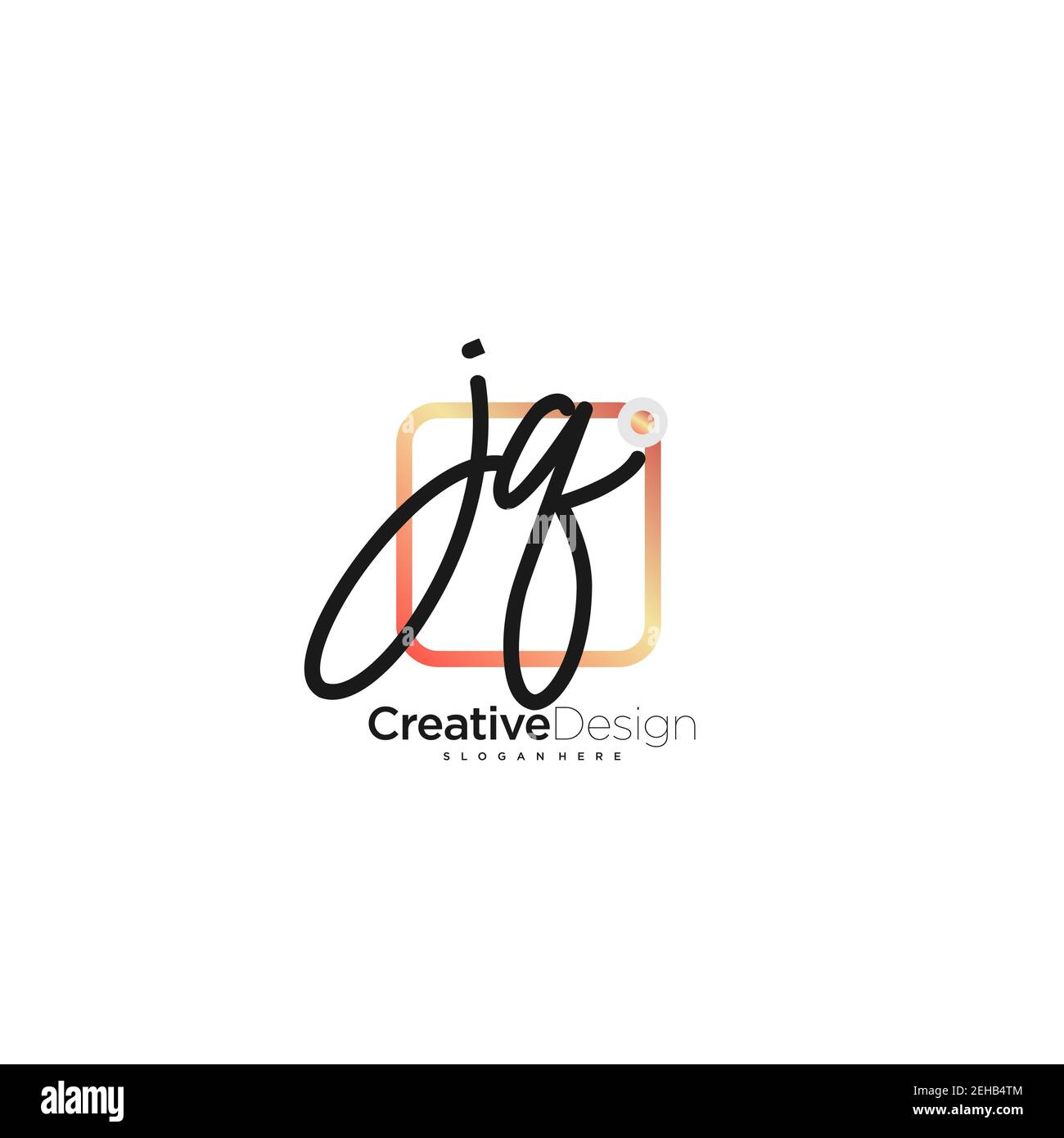 JQ Initial Letter handwriting logo hand drawn colorful box vector, logo ...