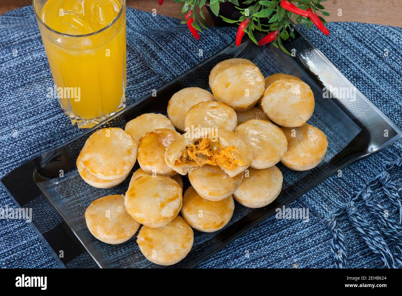 Empada Brazilian snack. pie with chicken Stock Photo - Alamy