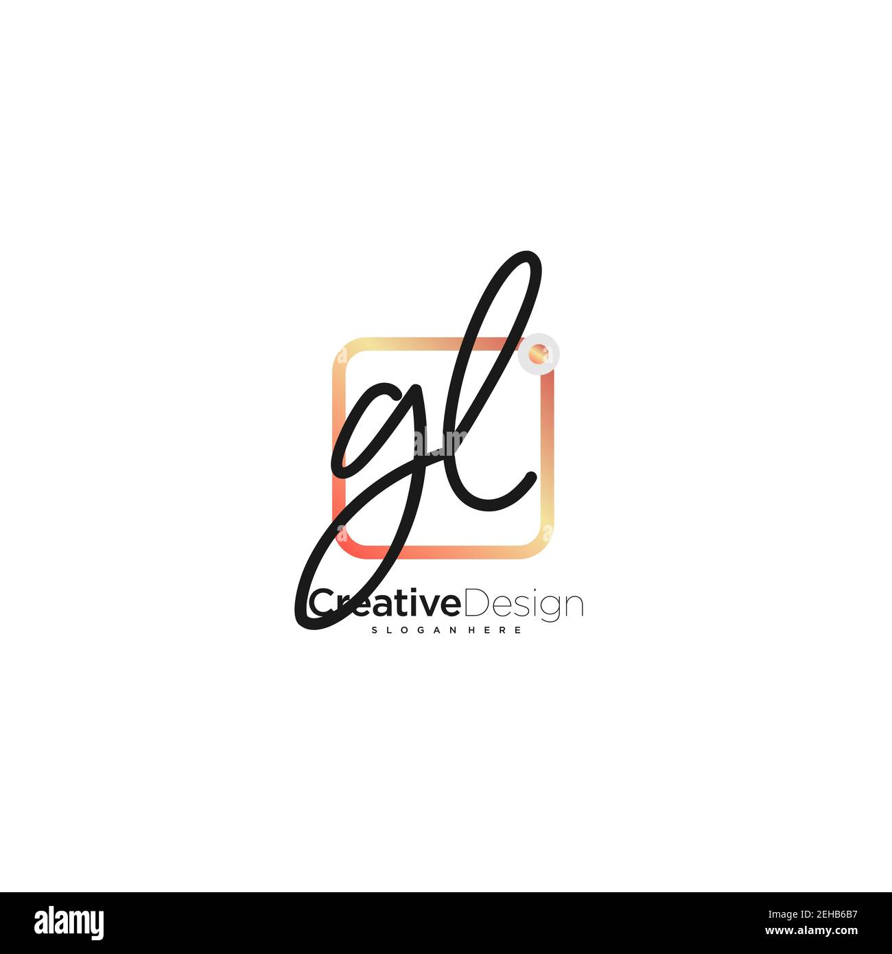 GL Initial Letter handwriting logo hand drawn colorful box vector, logo ...