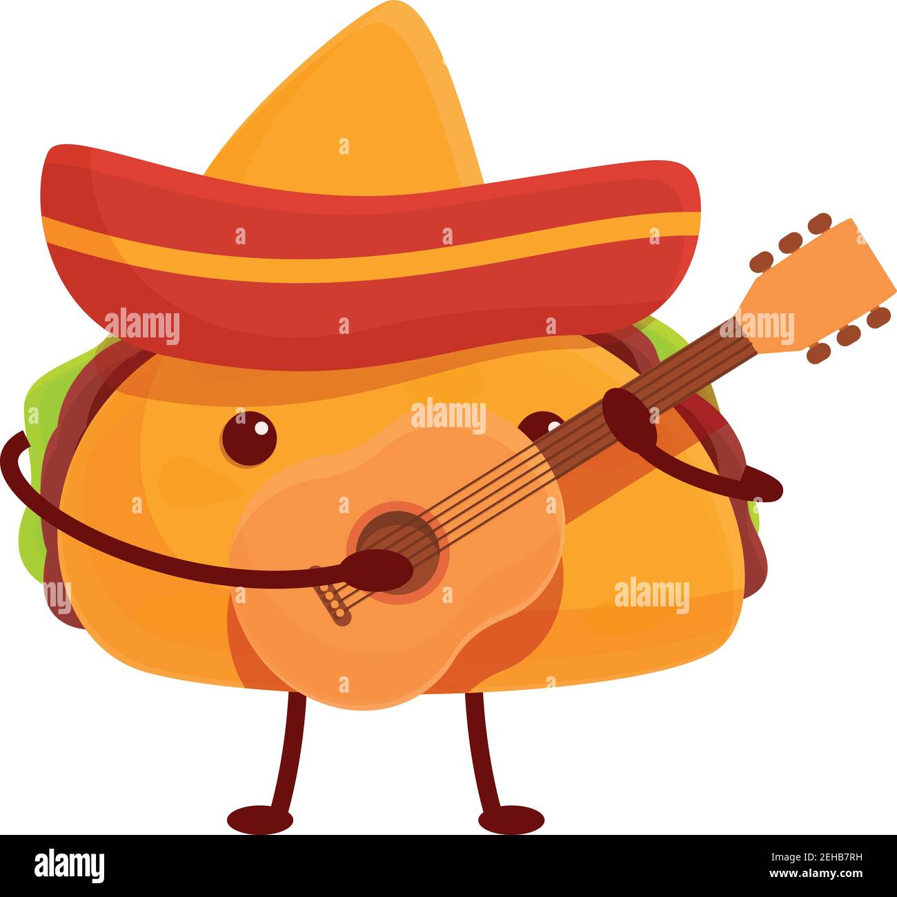 Taco with guitar icon. Cartoon of taco with guitar vector icon for web ...