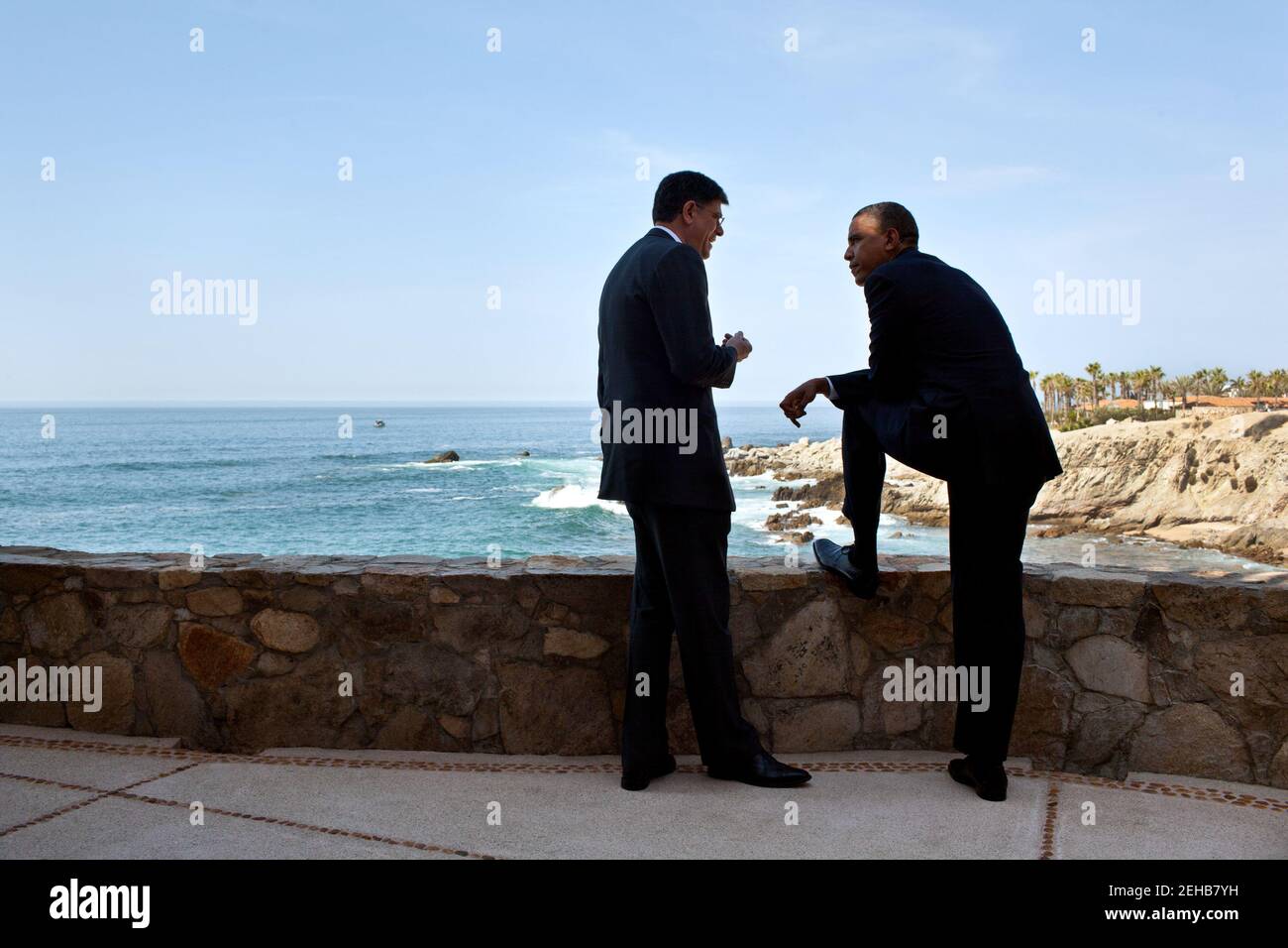 President Barack Obama talks with Chief of Staff Jack Lew at the ...