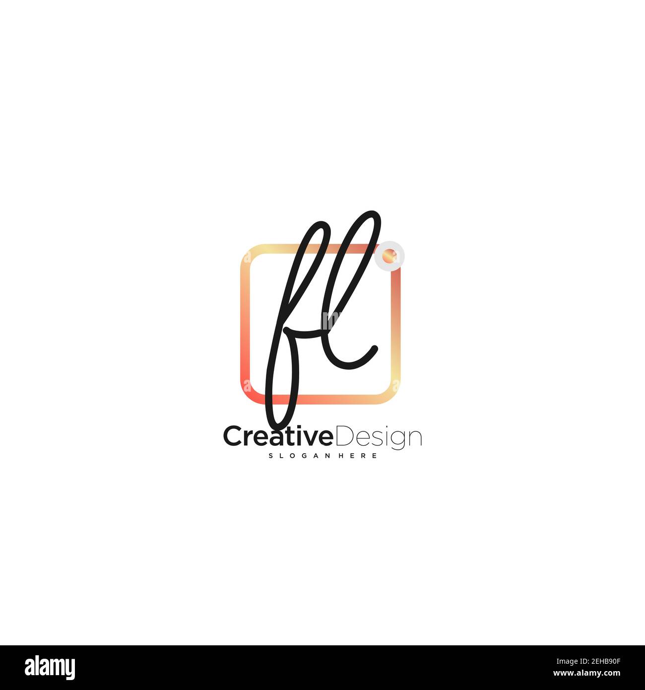 FL Initial Letter handwriting logo hand drawn colorful box vector, logo ...