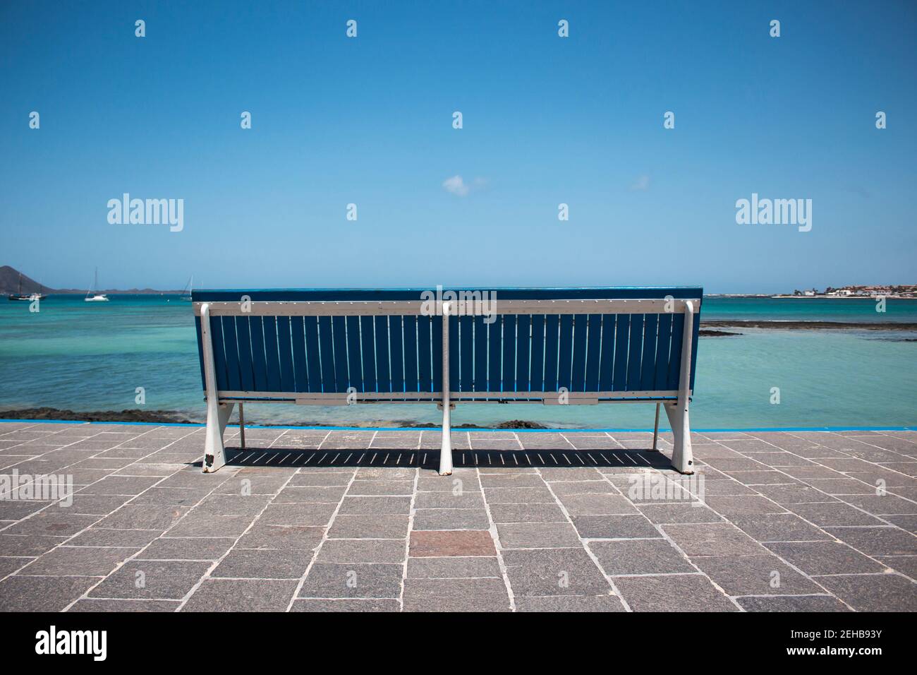 Bench at Corralejo Beach Stock Photo - Alamy