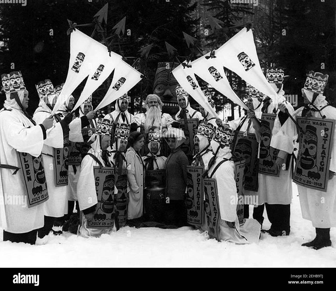 Outdoor initiation of royalty of the Golden Potlatch, Seattle Stock ...