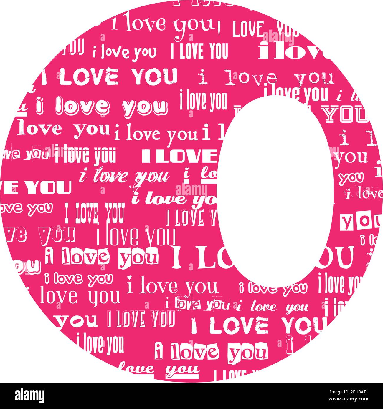 Romantic decorative vector pink number filled white words I love you ...