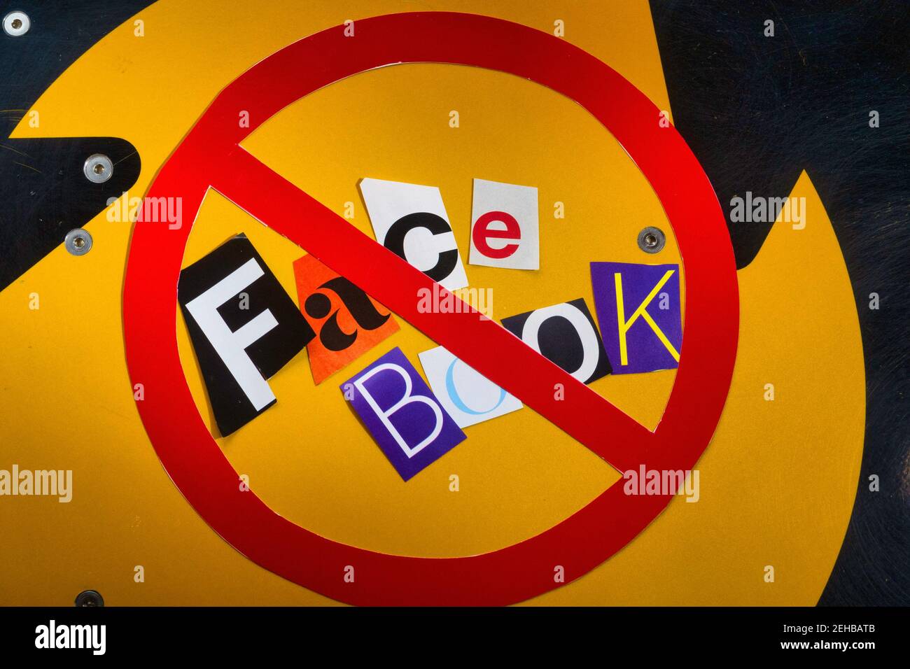 The Concept of "Facebook " using cut-out paper letters in the ransom ...