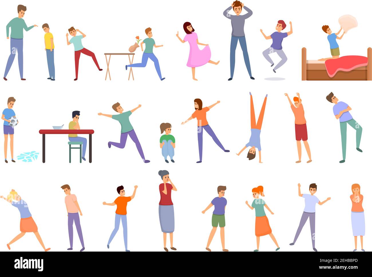 Disobedient icons set. Cartoon set of disobedient vector icons for web ...