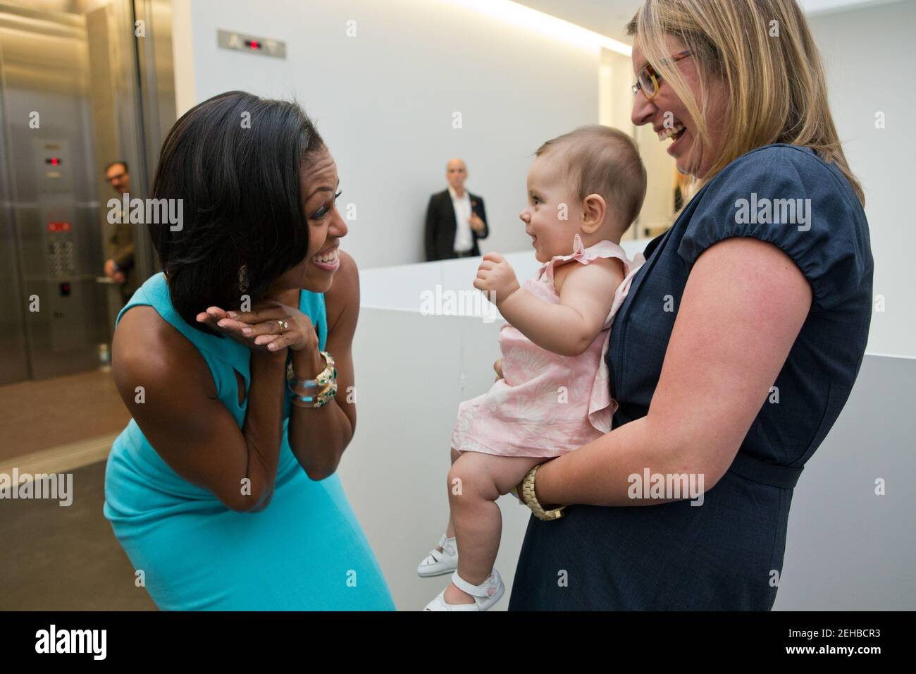 First Lady Michelle Obama greets former White House staffer Franny ...