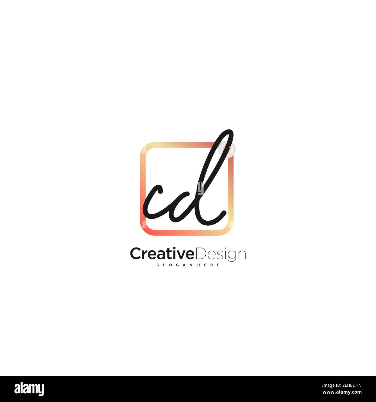 CD Initial Letter handwriting logo hand drawn colorful box vector, logo ...