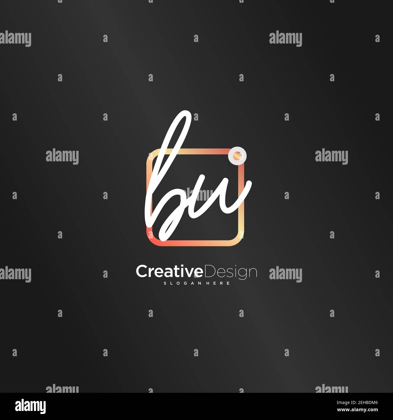 BW Initial Letter handwriting logo hand drawn colorful box vector, logo ...