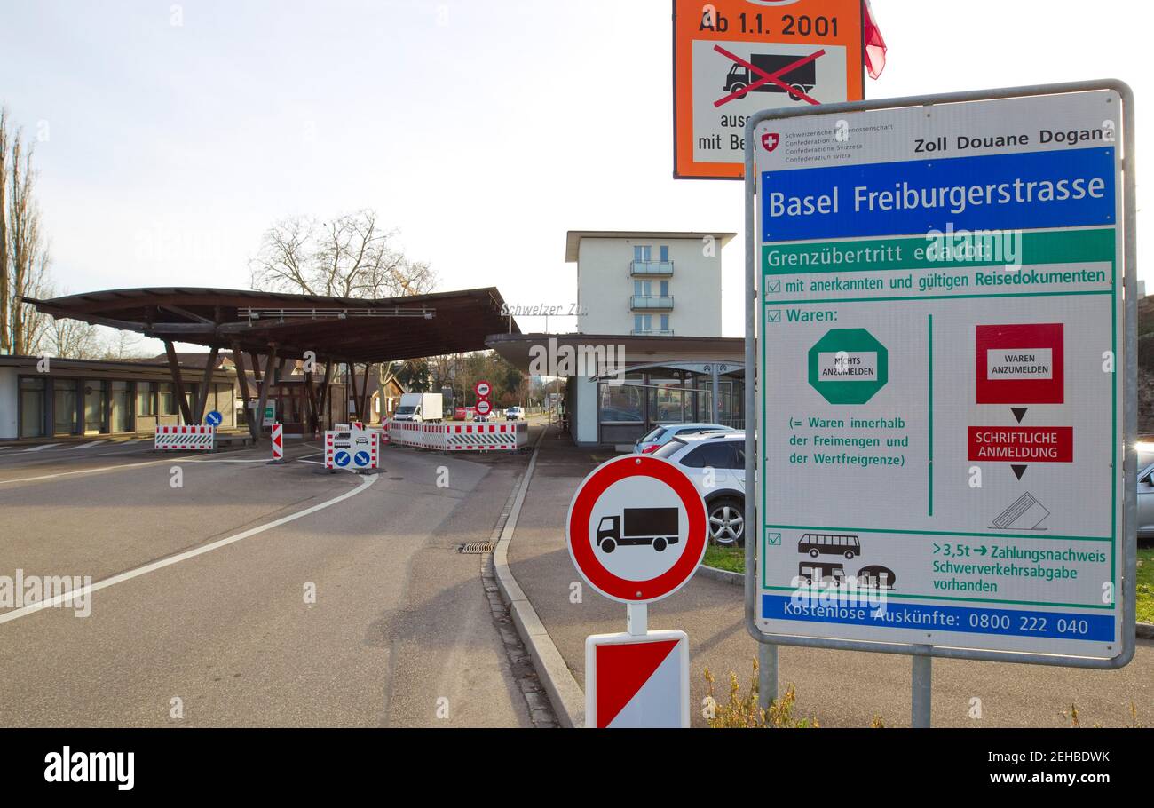 Weil am Rhein, Germany - February 19, 2021: German-Swiss Border in Weil ...