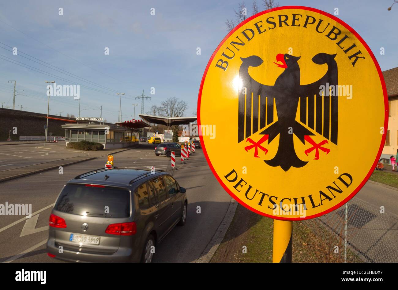 Weil am Rhein, Germany - February 19, 2021: German-Swiss Border in Weil ...