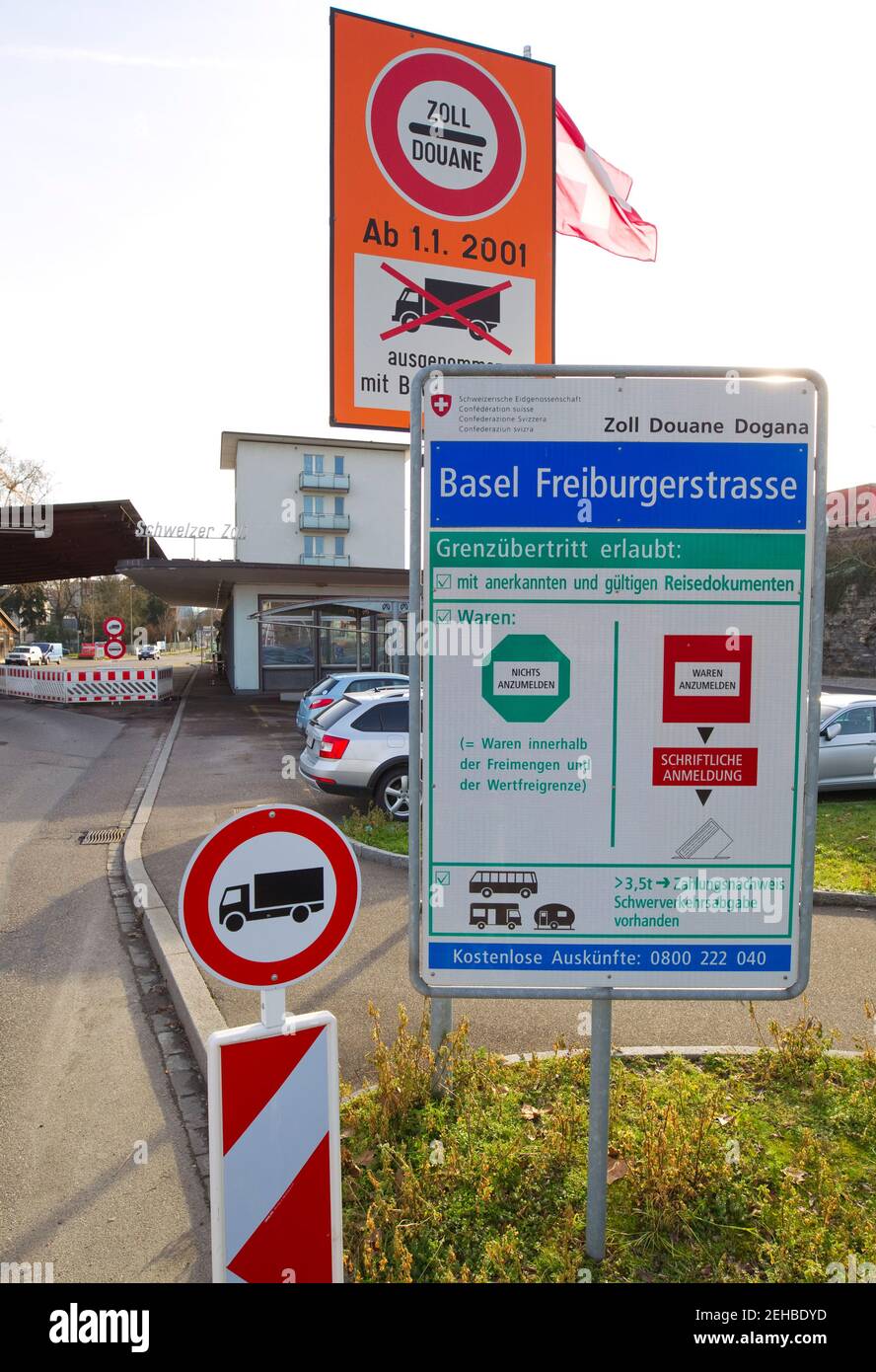 Weil am Rhein, Germany - February 19, 2021: German-Swiss Border in Weil ...