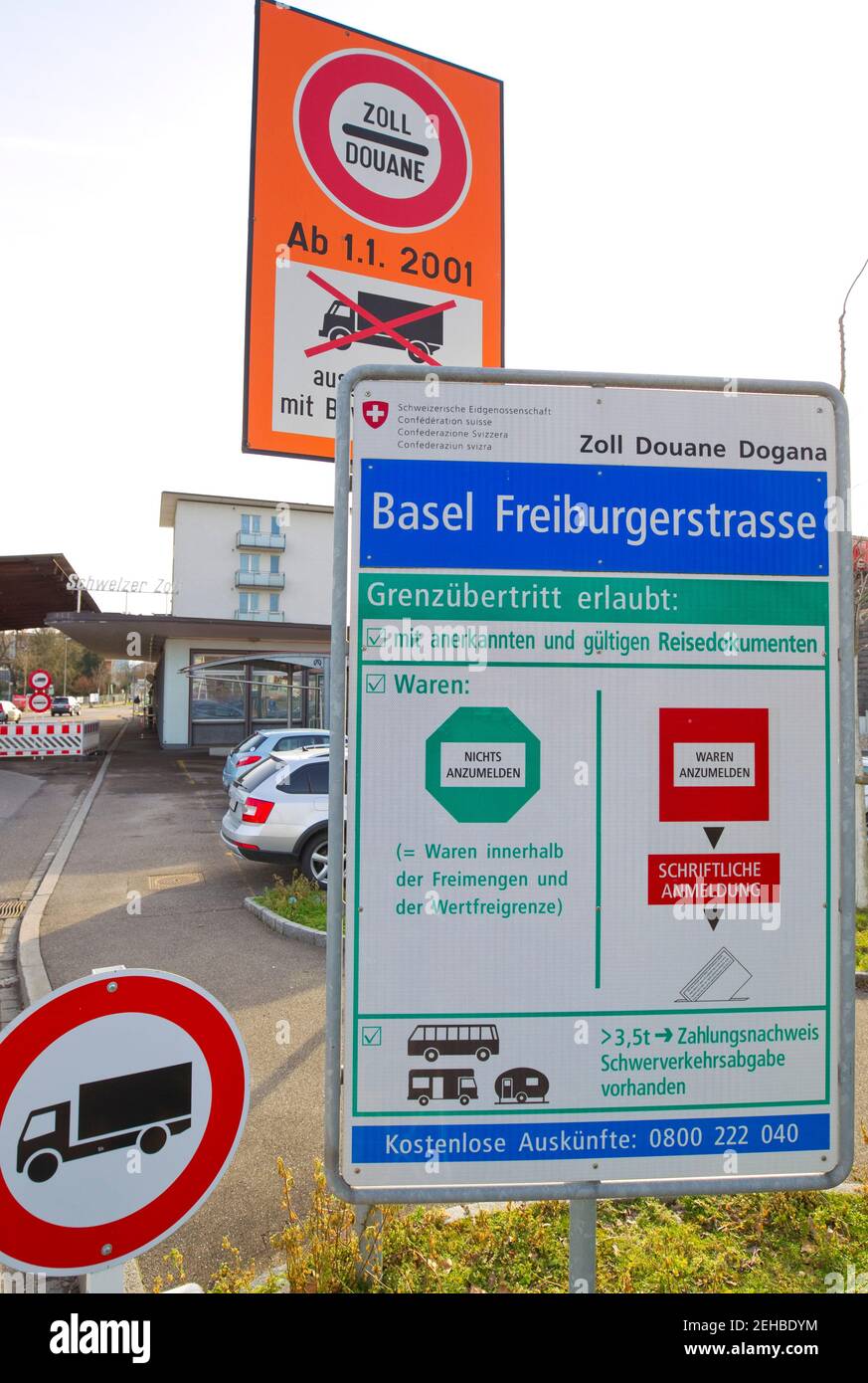 Weil am Rhein, Germany - February 19, 2021: German-Swiss Border in Weil ...