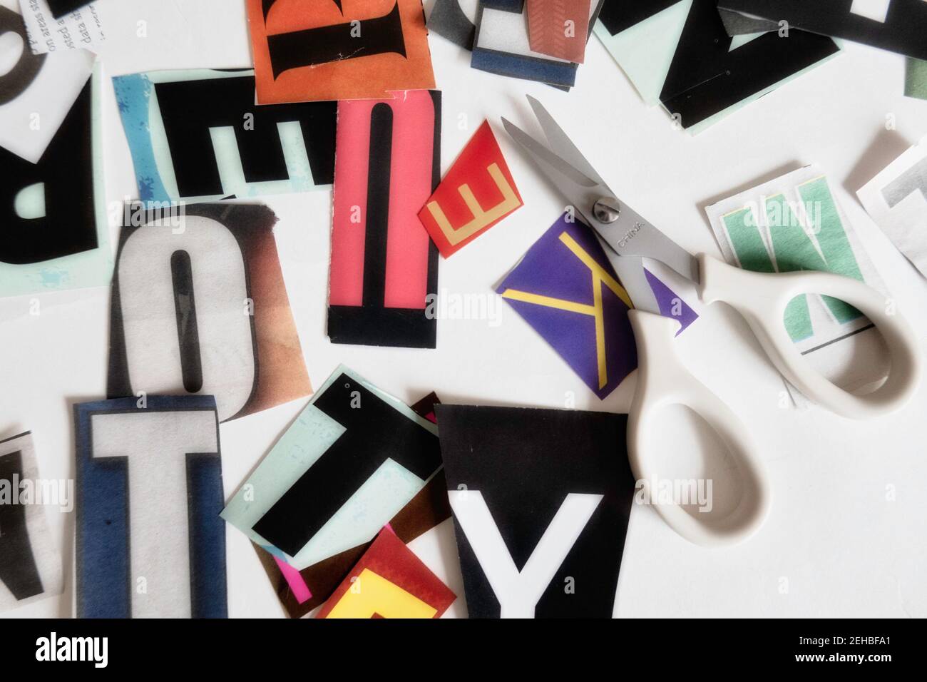 Ransom Note Cutouts, Close Up with Scissors, USA Stock Photo - Alamy