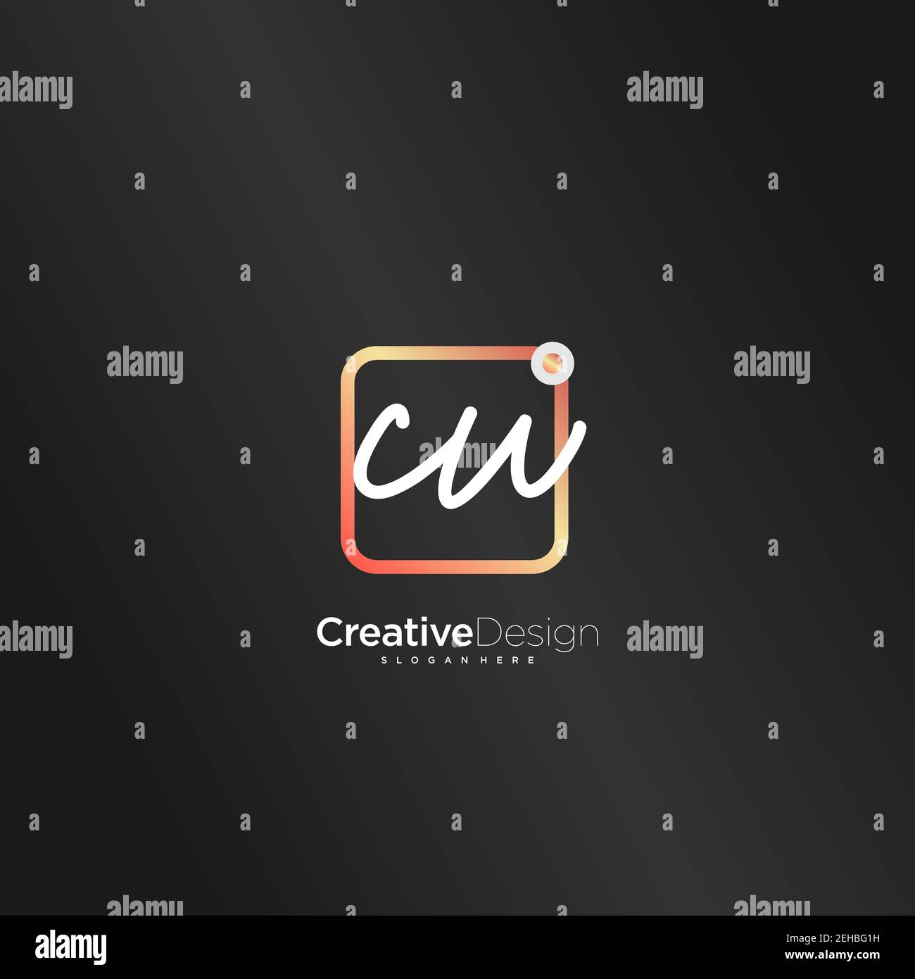 CW Initial Letter handwriting logo hand drawn colorful box vector, logo ...