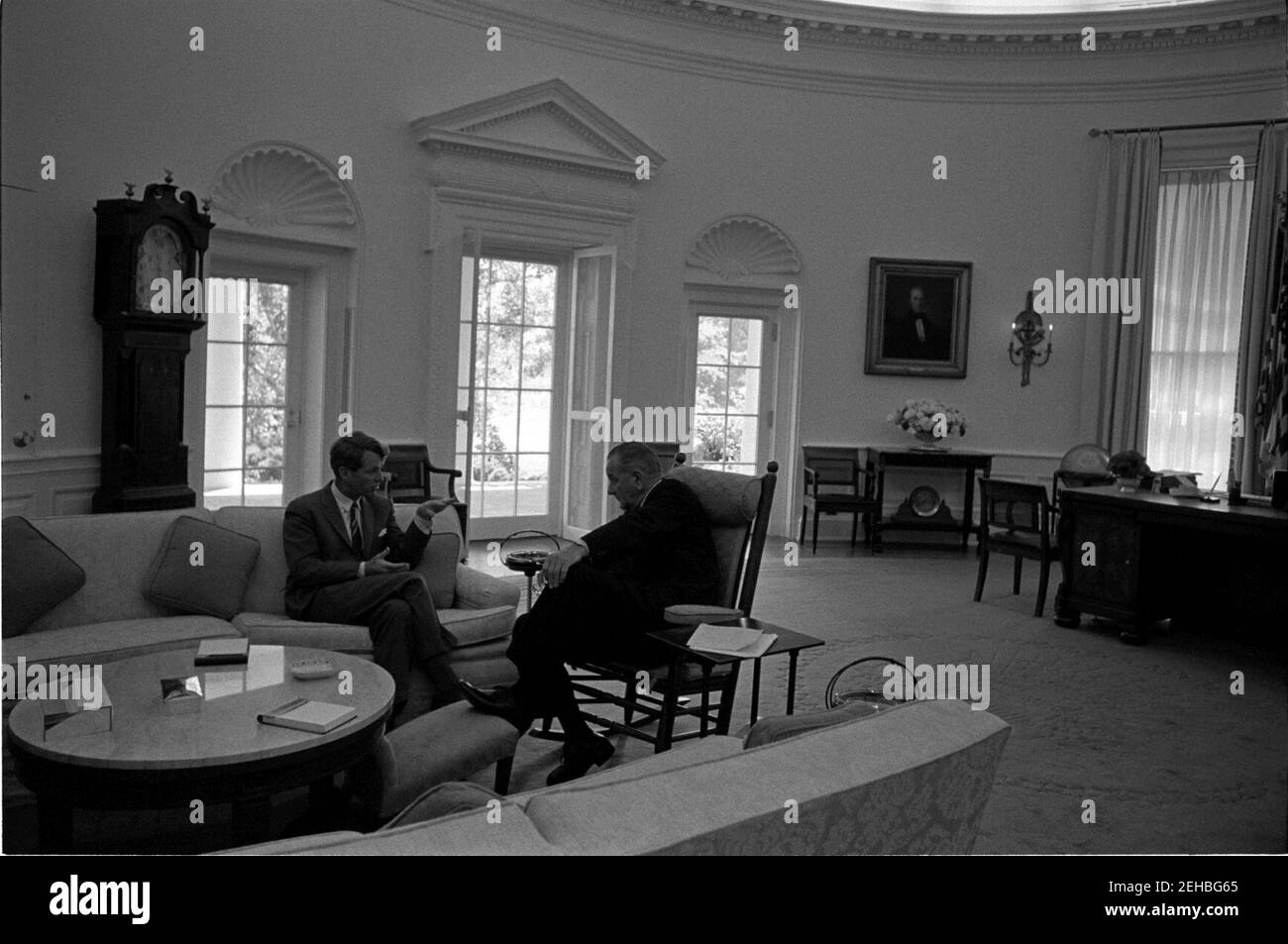 Oval Office meeting LBJ and RFK Stock Photo - Alamy