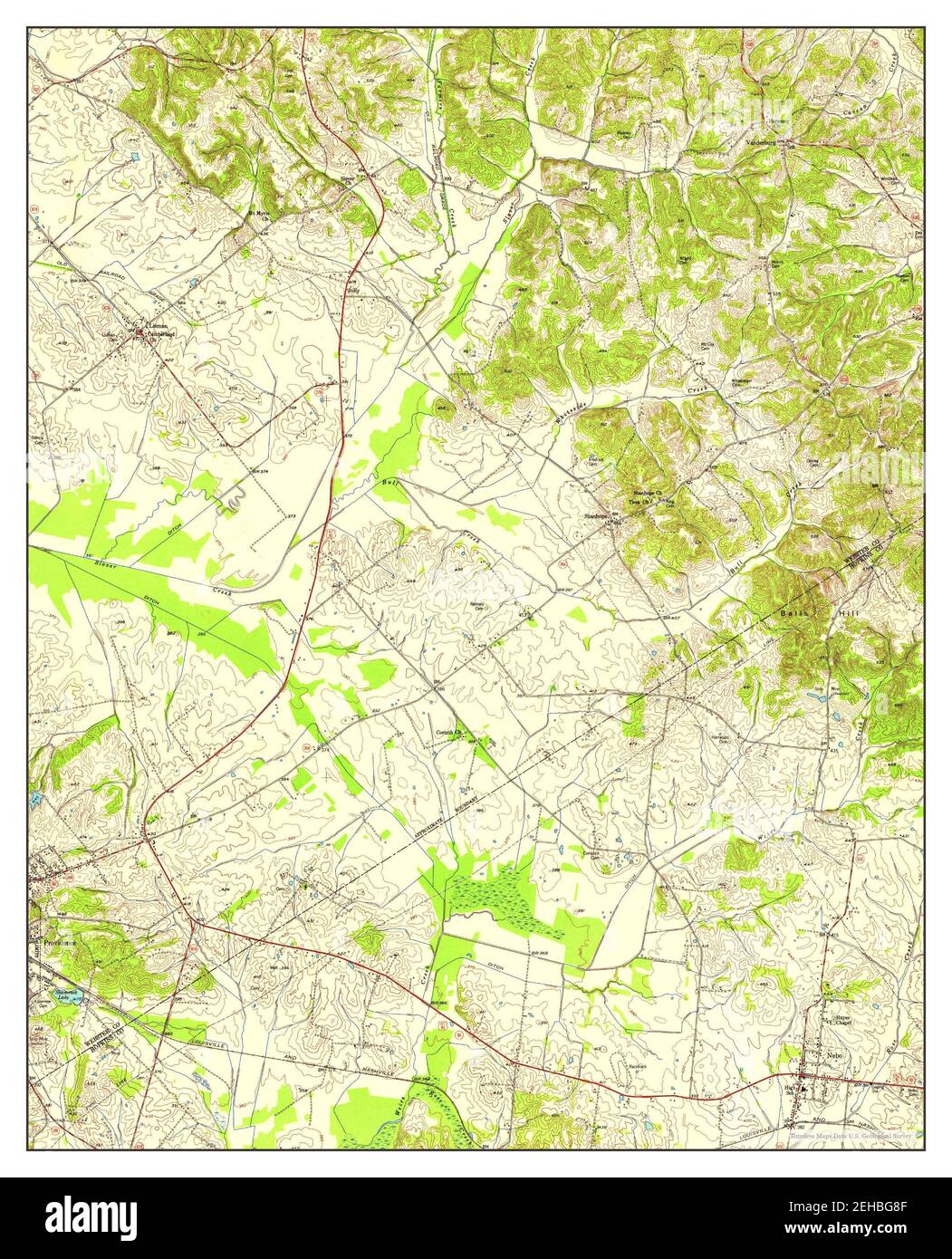 Nebo, Kentucky, map 1954, 1:24000, United States of America by Timeless ...