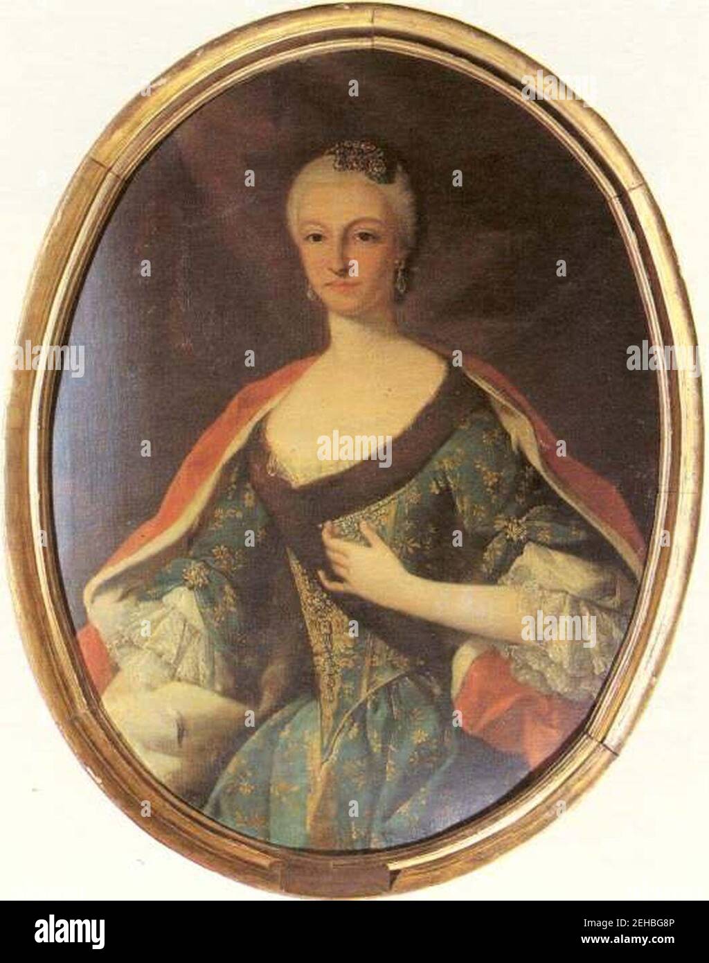 Oval portrait painting of he Princess of Piedmont (Maria Antonia of ...