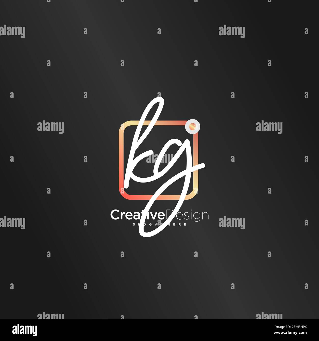 KG Initial Letter handwriting logo hand drawn colorful box vector, logo ...