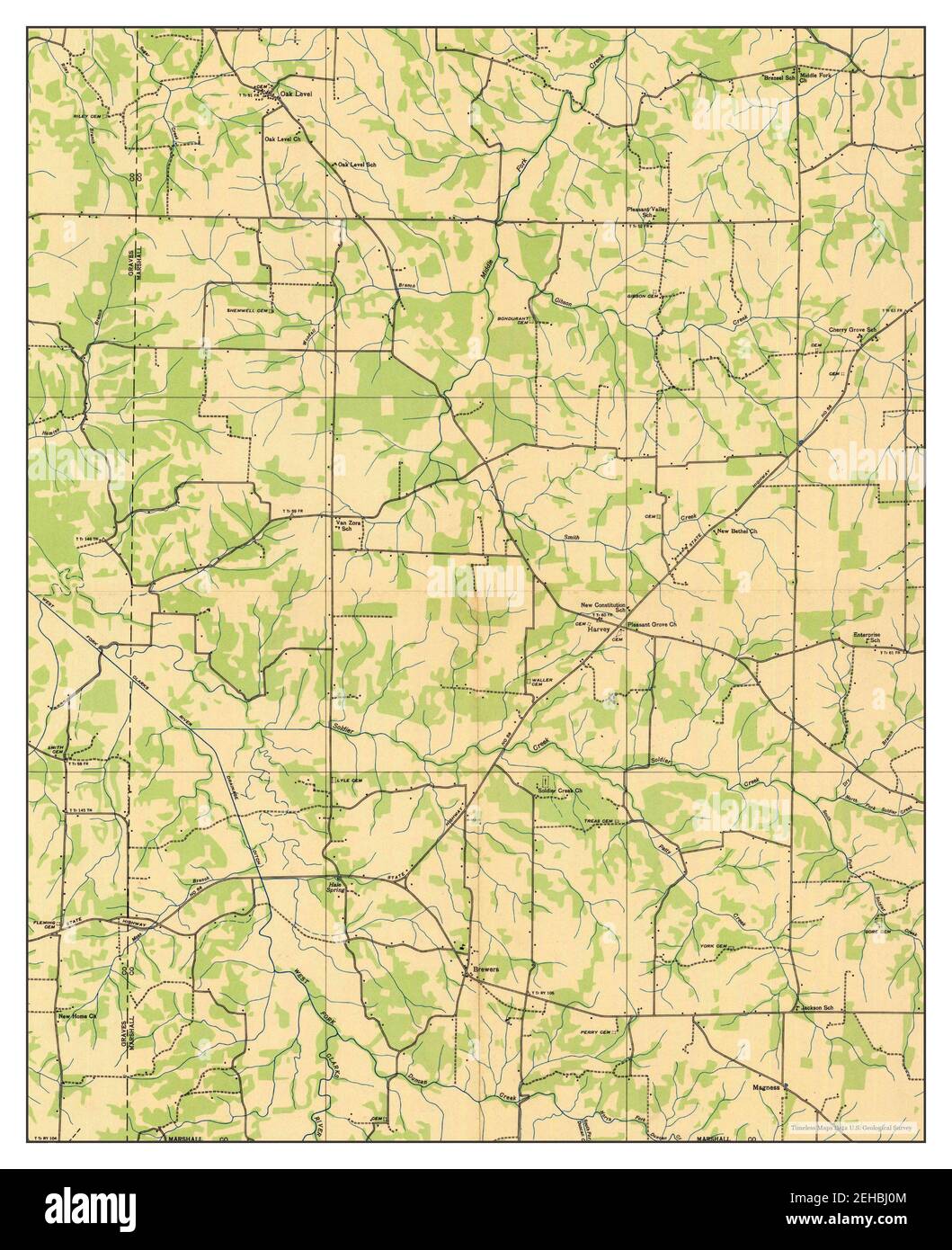 Oak Level, Kentucky, map 1936, 1:24000, United States of America by ...