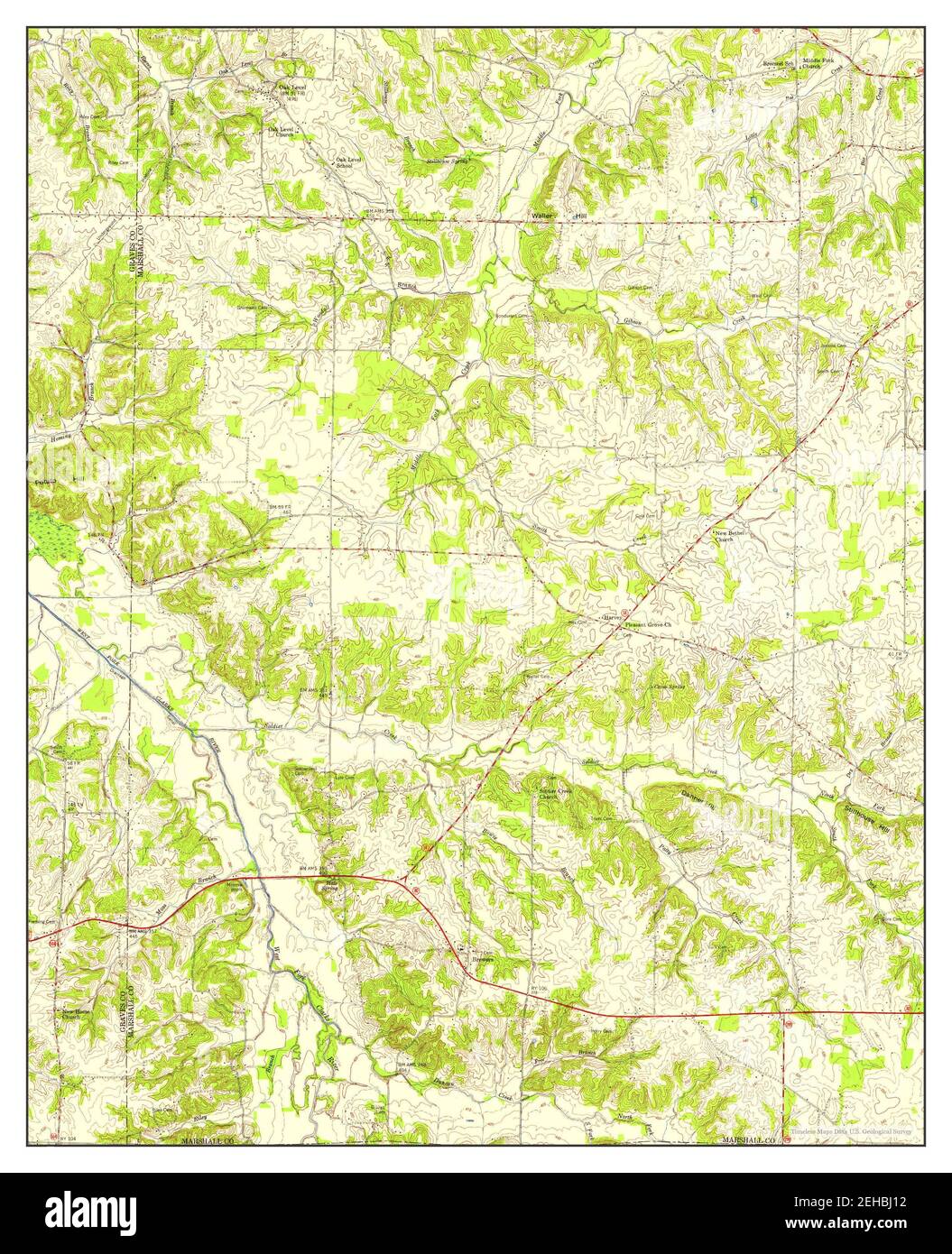 Oak Level, Kentucky, map 1951, 1:24000, United States of America by ...