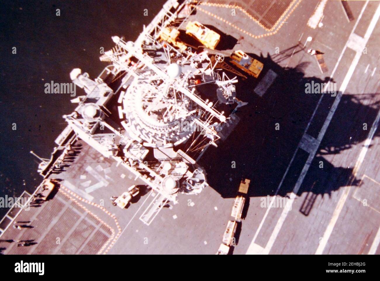 Overhead view of the island of USS Enterprise (CVN-65) on 23 January ...