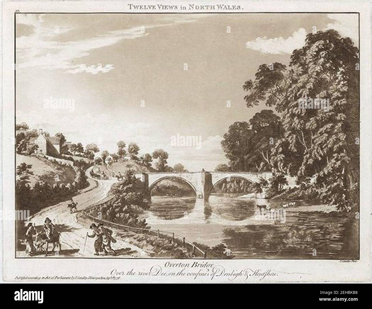 Overton Bridge over the river Dee, on the confines of Denbigh ...