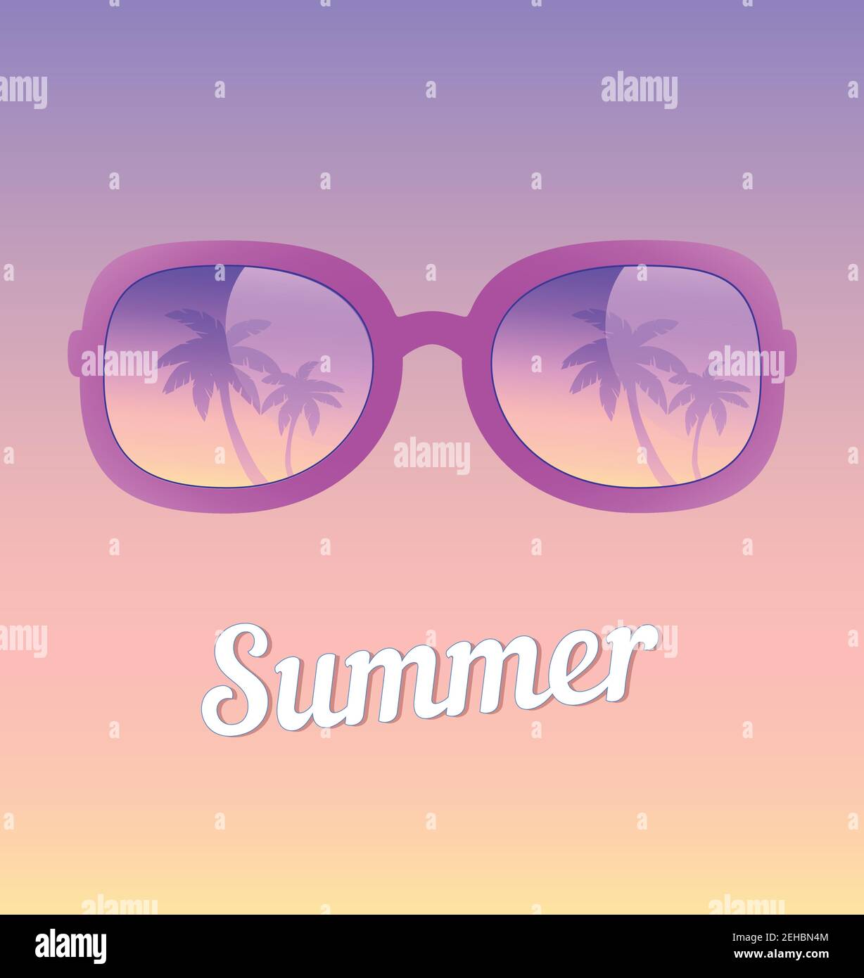 Sunglasses with palms reflection vector illustration Sunglasses with ...