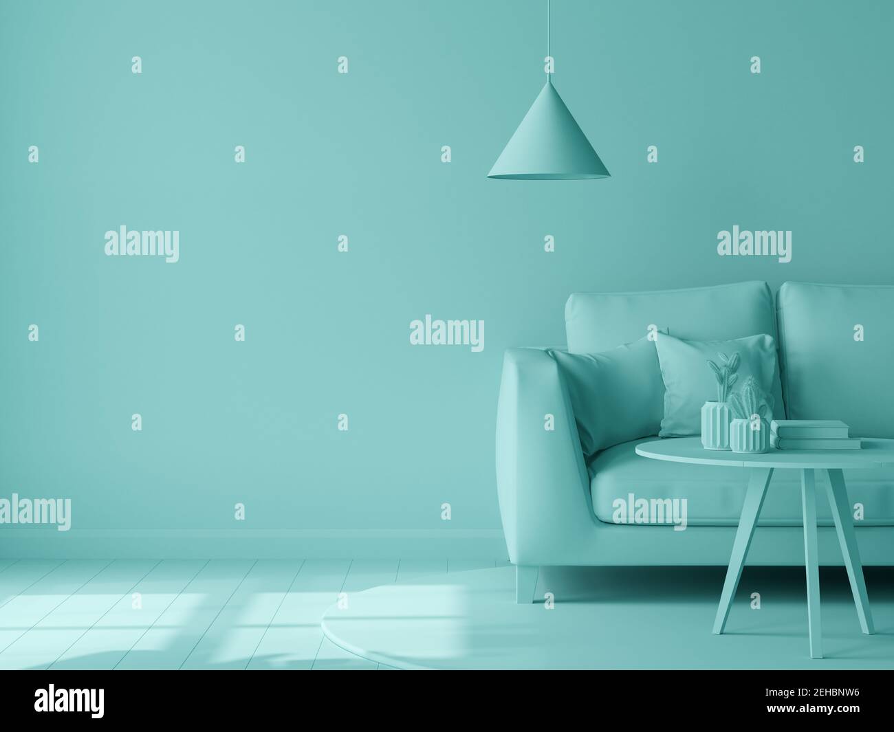 Minimalist blue Interior of modern living room 3D rendering Stock Photo ...