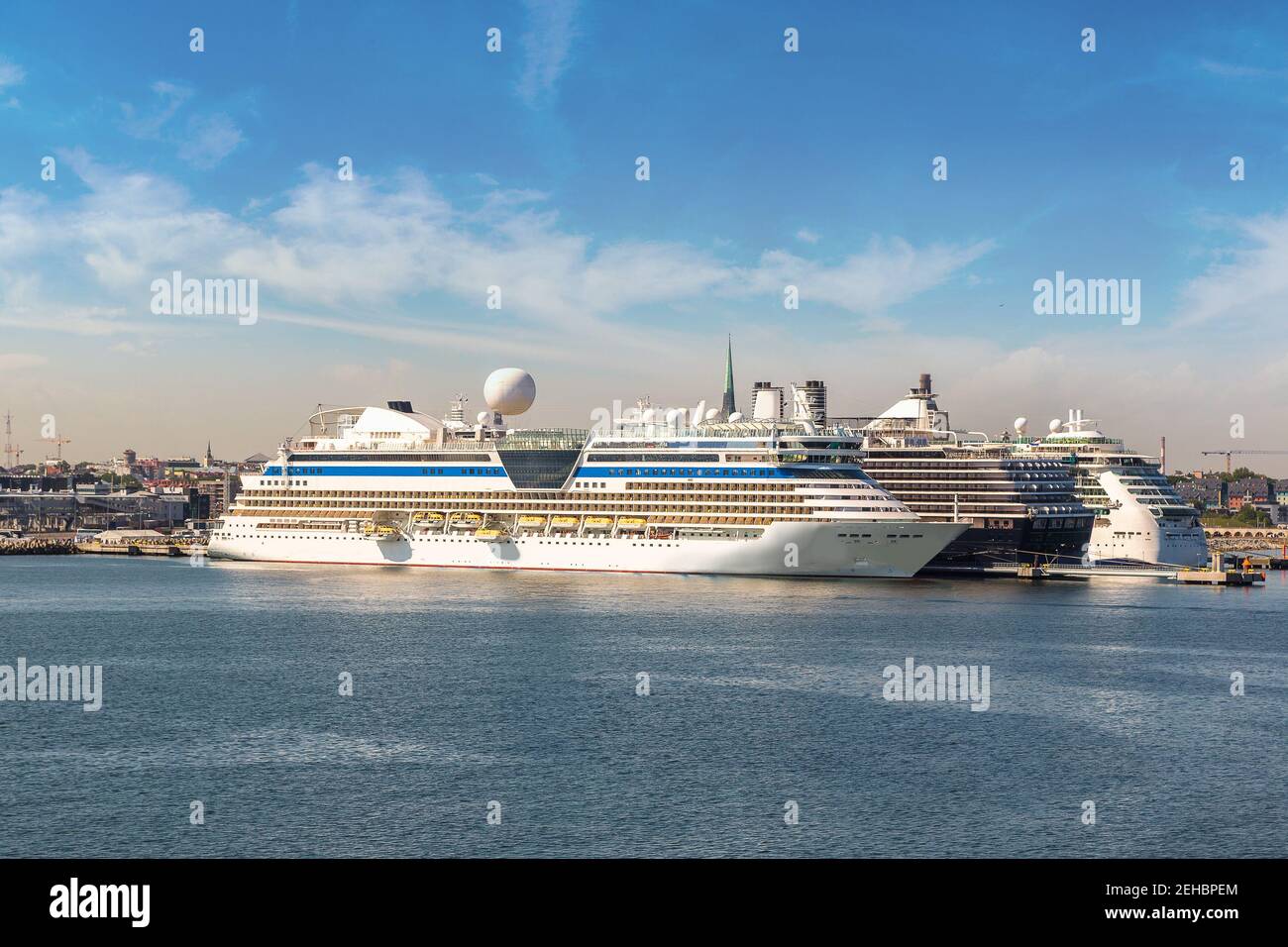 Tallinn Harbor with ferries in a beautiful summer day, Estonia Stock ...