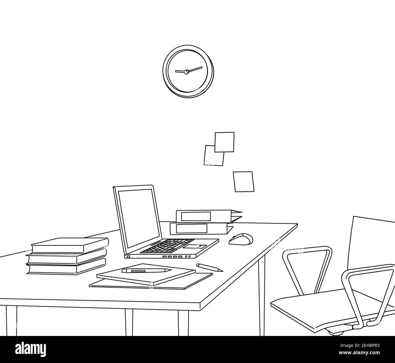 sketch modern office interior sketch modern office interior Stock ...