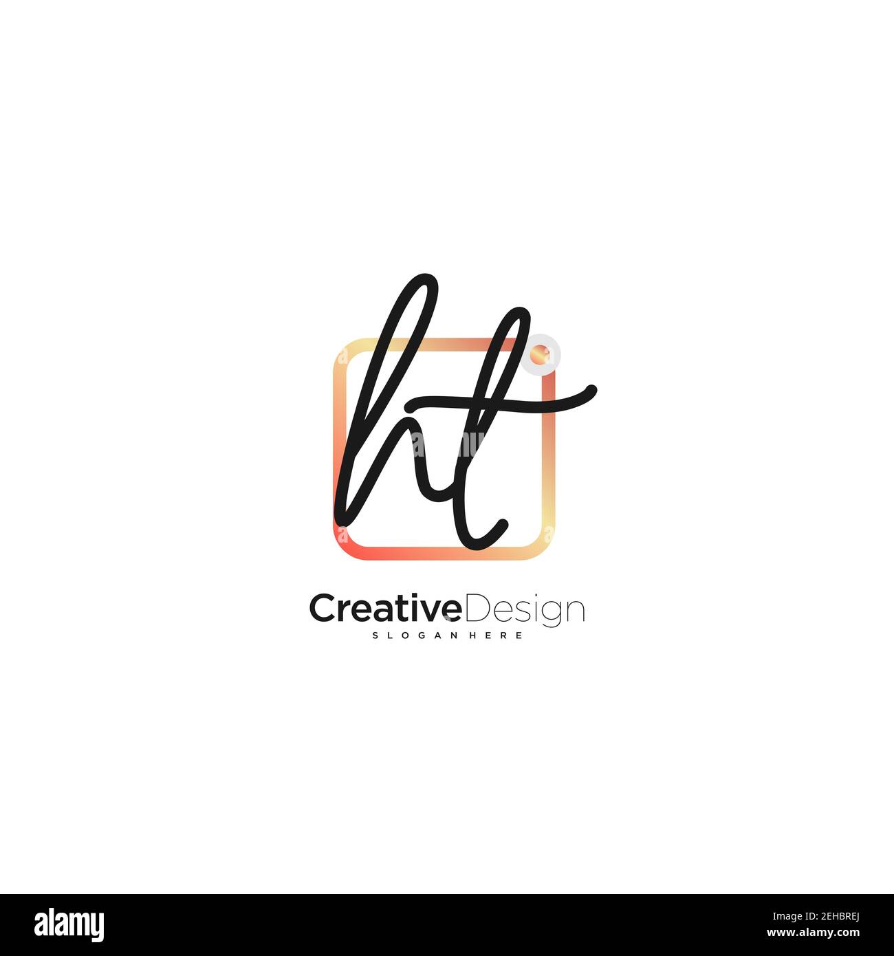 HT Initial Letter handwriting logo hand drawn colorful box vector, logo ...