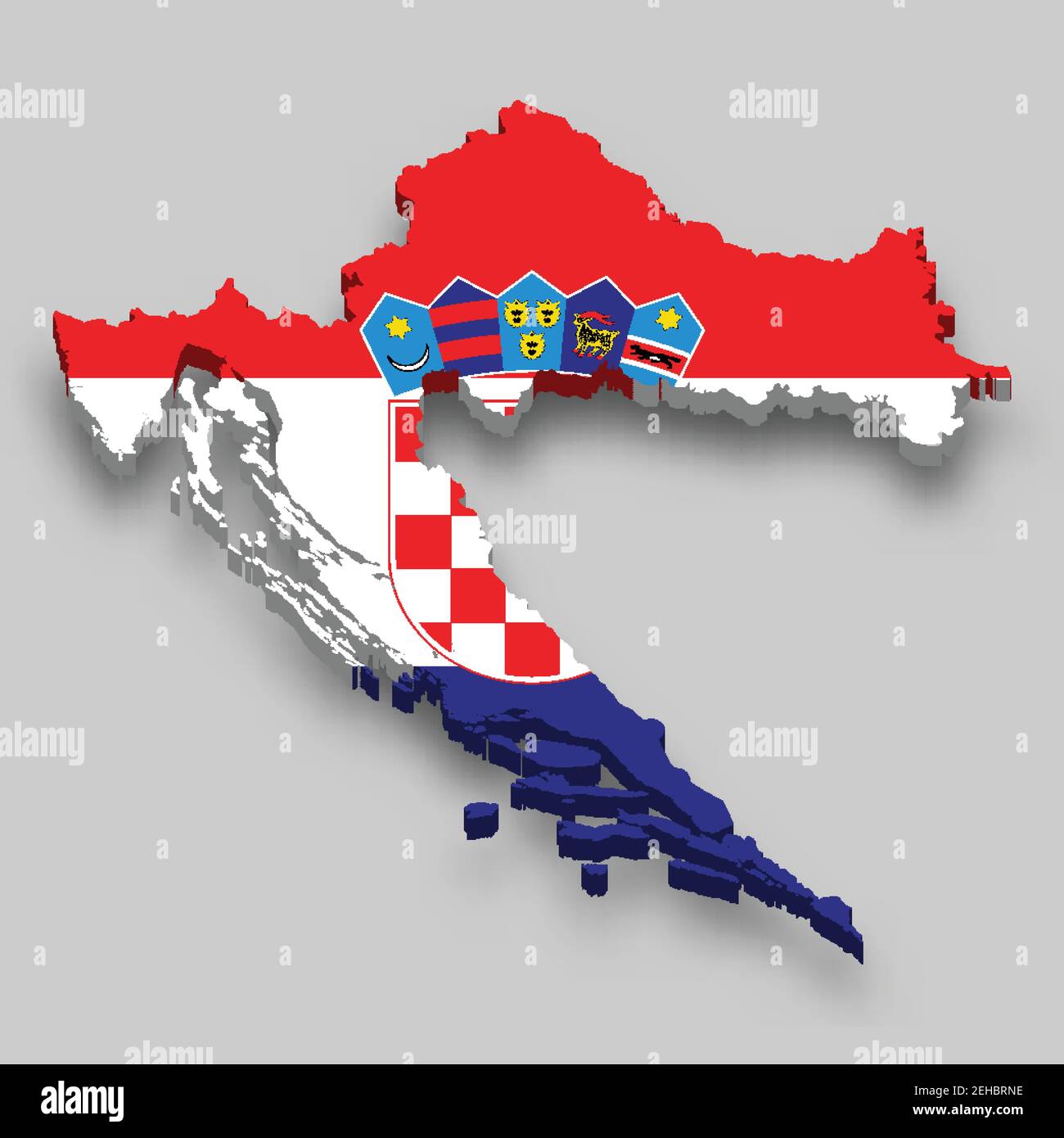 3d isometric Map of Croatia with national flag. Vector Illustration ...