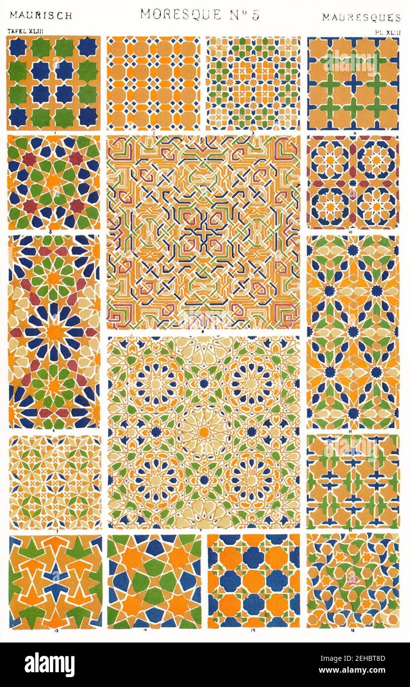 Owen Jones - Grammar of Ornament - 1868 - plate 043 - 300ppi Stock ...