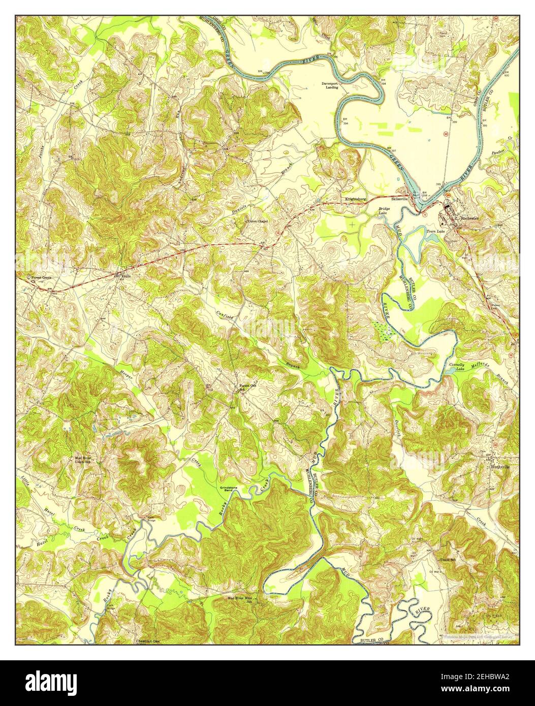 Rochester, Kentucky, map 1953, 1:24000, United States of America by ...