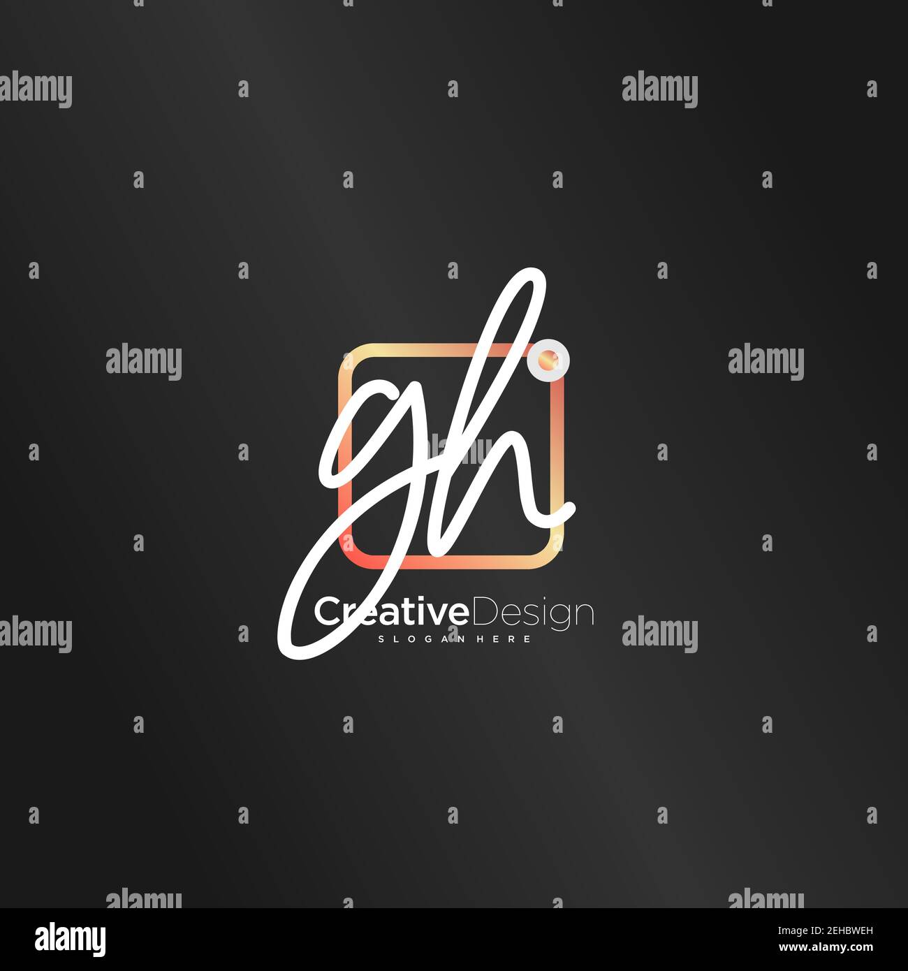 GH Initial Letter handwriting logo hand drawn colorful box vector, logo ...
