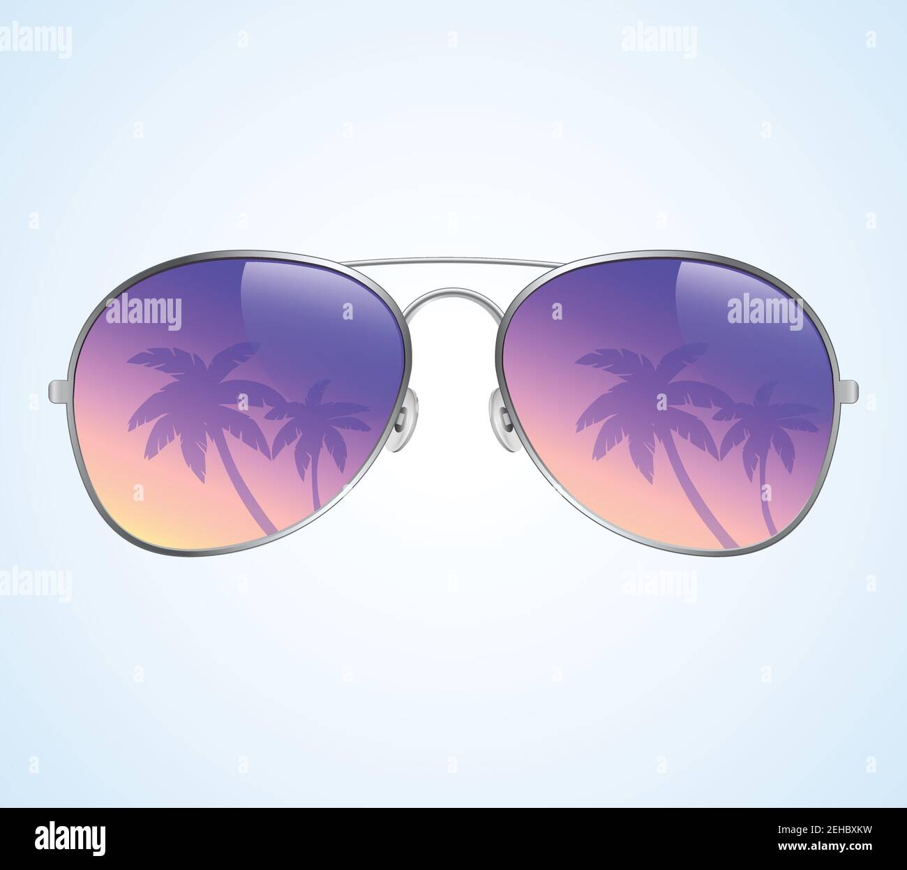 Aviator Sunglasses with Palms Reflection Vector Illustration Background Stock Vector Image & Art ...