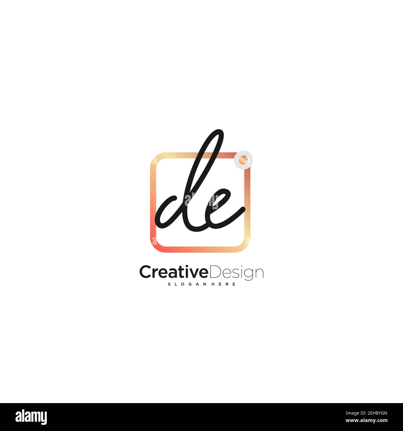 DE Initial Letter handwriting logo hand drawn colorful box vector, logo ...